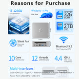 Mini pc 10 Cores 12th Generation Intel i5-1235U(up to 4.4Ghz),computer ...